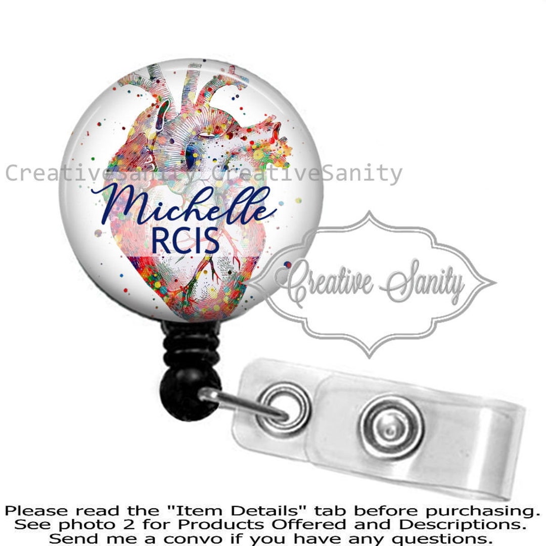 Anatomical Heart Badge RCIS Nurse Badge Cardio Tech Badge - Etsy