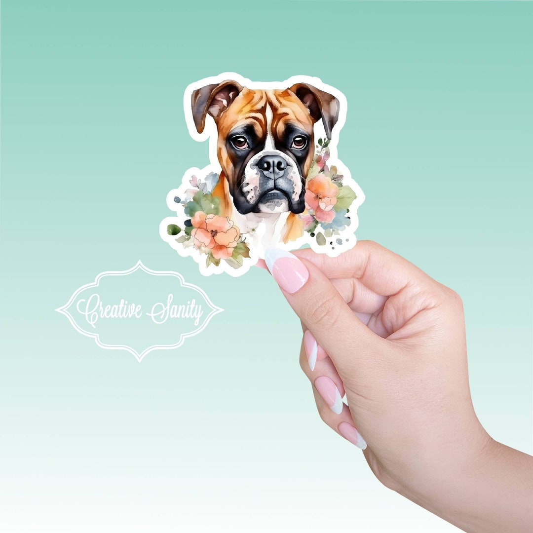 Boxer Dog Vinyl Sticker Floral Boxer Dog Mama Vet Tech - Etsy
