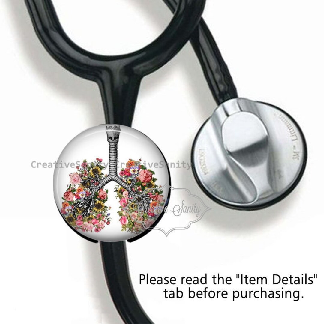 Stethoscope ID Tag, Floral Lungs, Respiratory Therapist Stethoscope Tag ...