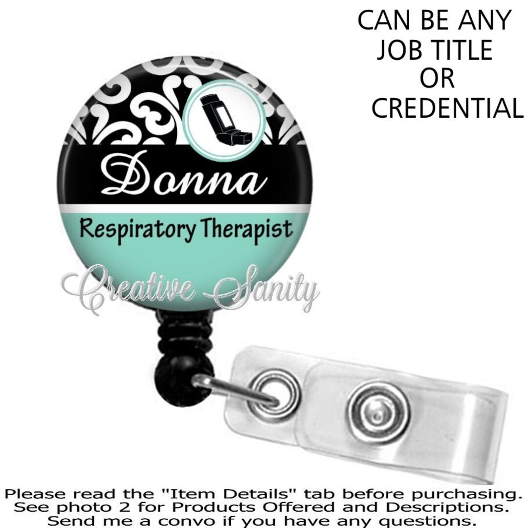 Respiratory Therapist, RT, Nurse Badge, Retractable Badge Reel ...