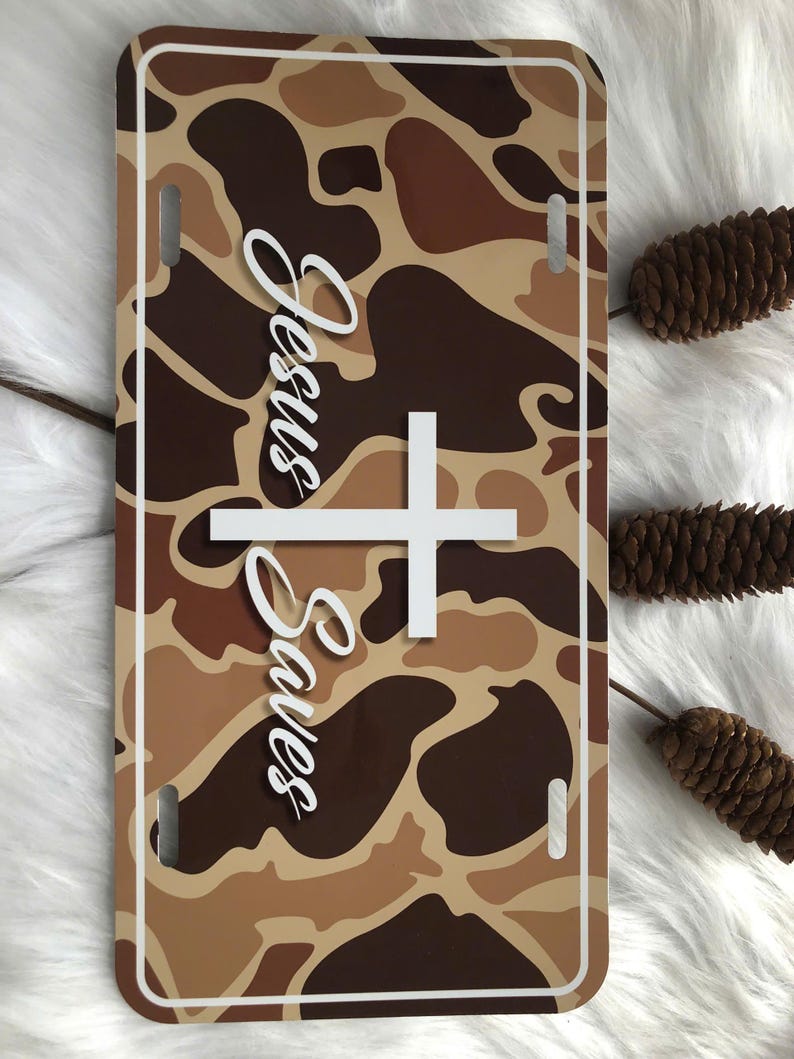 Jesus Saves Camo License Plate, Aluminum Vanity Tag - Etsy