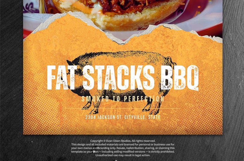 Yellow BBQ Printable Menu Canva Template | 8.5x14" Double or Single ...