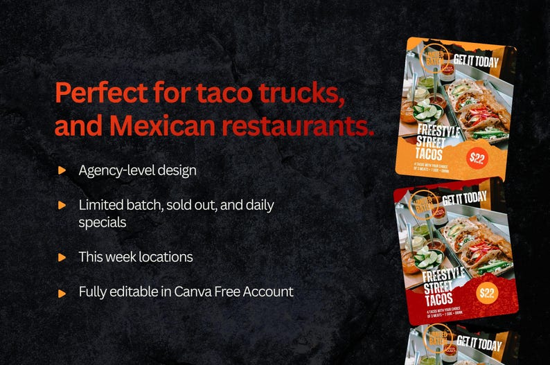 Tacos Weekly Promos Kit Canva Templates | Post in 5 Minutes | Social ...