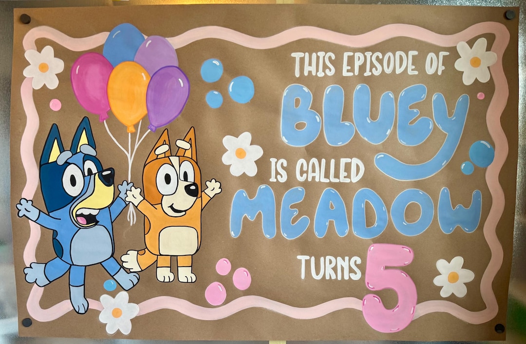 Hand Painted Bluey Birthday Banner - Etsy