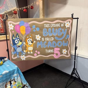 Hand Painted Bluey Birthday Banner - Etsy