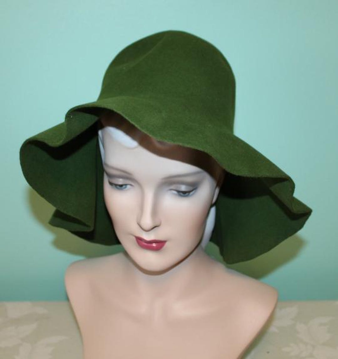 Vintage 70's Floppy Felt Hat Emerald Green Hippie Era Relic - Etsy
