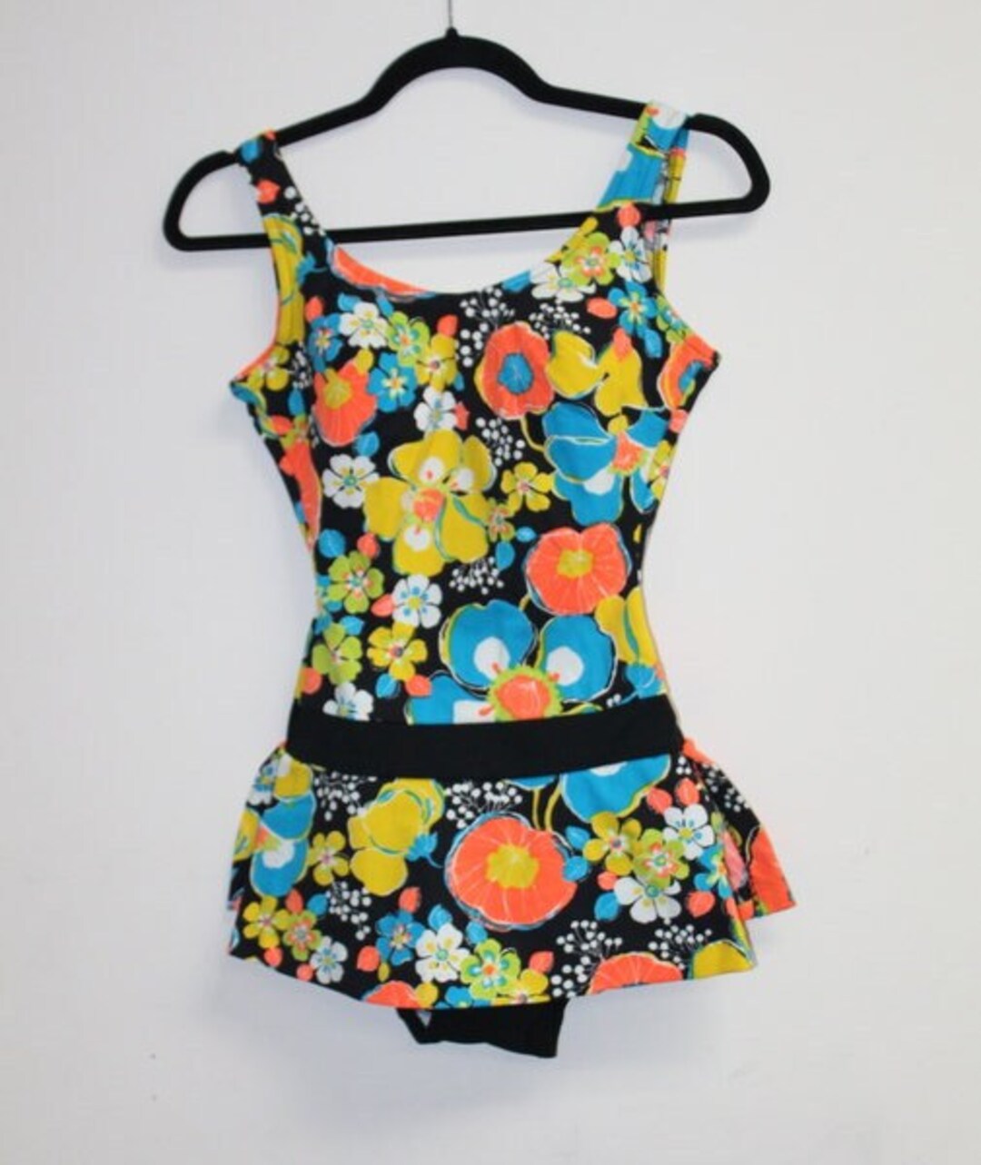 Vintage Mod Bathing Suit Flower Power With Skirt Super Cool NOS Unused ...