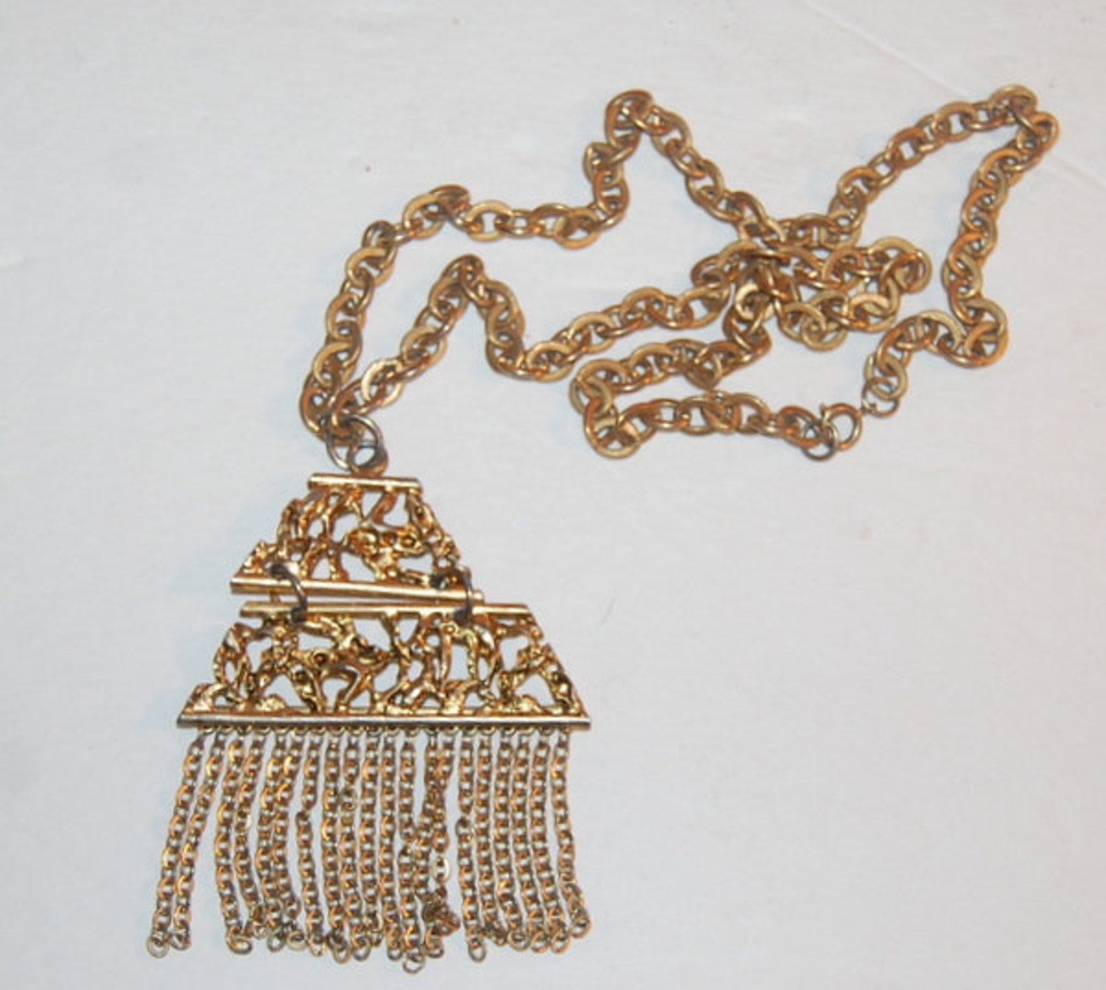 Funky Dangle Chain Pyramid Necklace Mod Hippie Original Retro 70's Fun ...