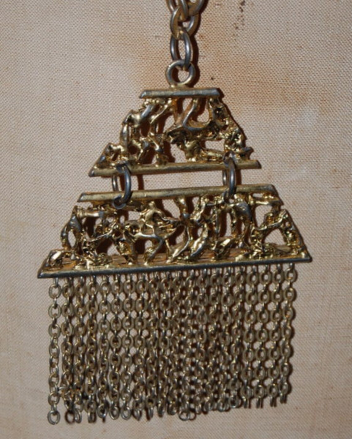 Funky Dangle Chain Pyramid Necklace Mod Hippie Original Retro | Etsy