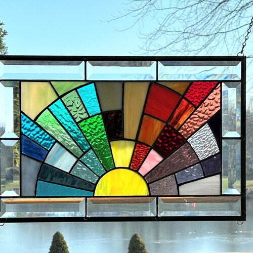 Stained Glass Panel Abstract Window Nuggets Suncatcher - Etsy