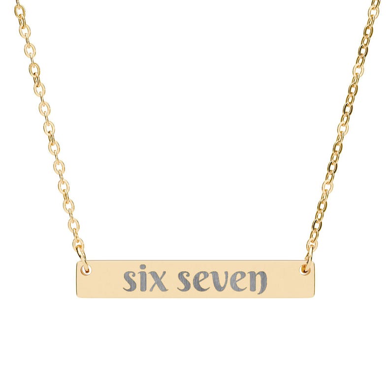 Six Seven Meme Necklace, Stainless Steel Engraved Pendant - Etsy