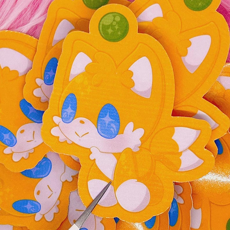 Miles "tails" Prower Chao “character Chao” Stickers (2.75 Inch/70 Mm ...