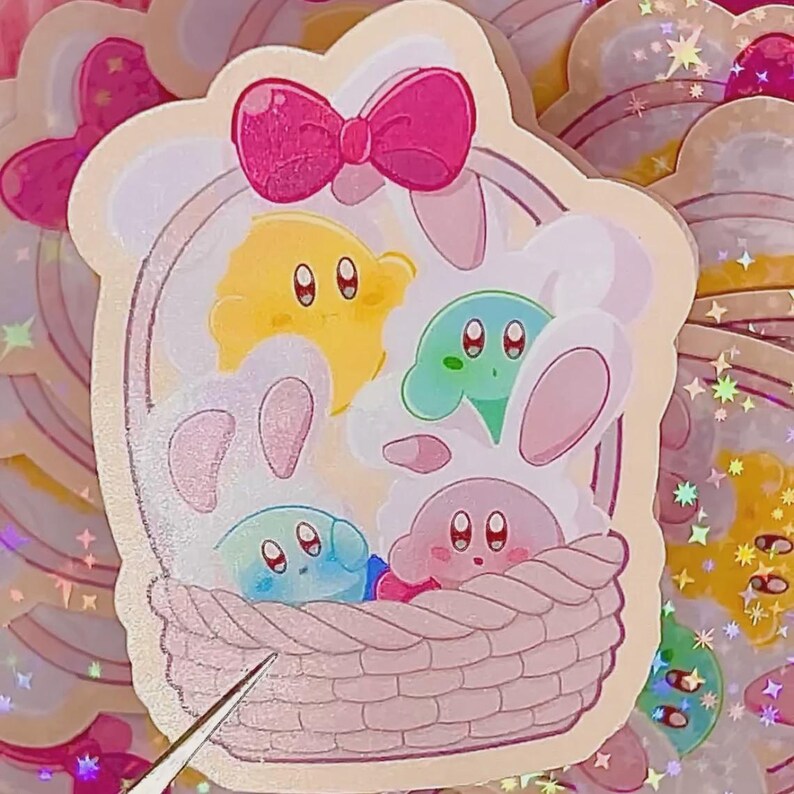 Colorful Popopo Bunny Costume in a Basket Stickers (2-3/4 Inch/70 Mm ...