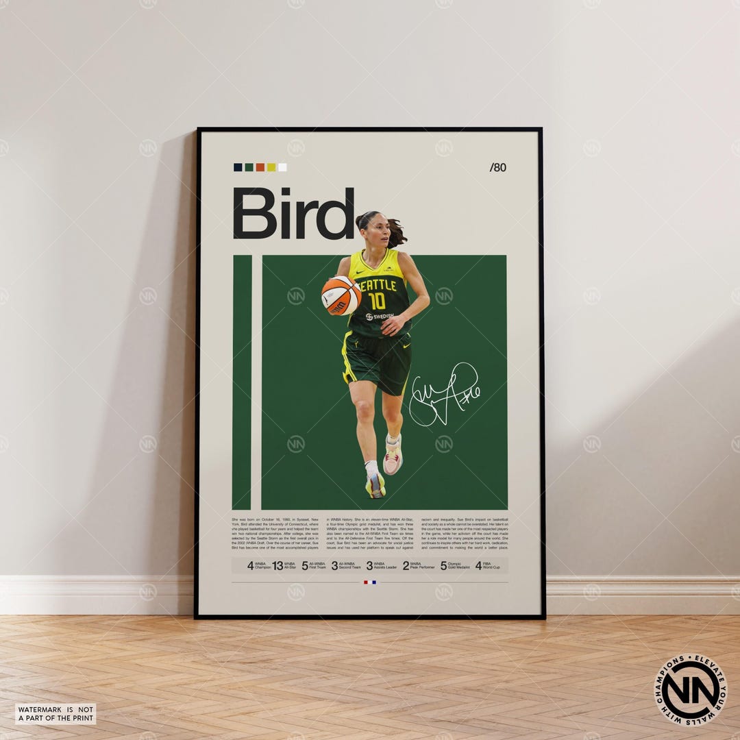 Sue Bird Poster, Seattle Storm Poster, WNBA Poster, Sports Poster, Mid ...