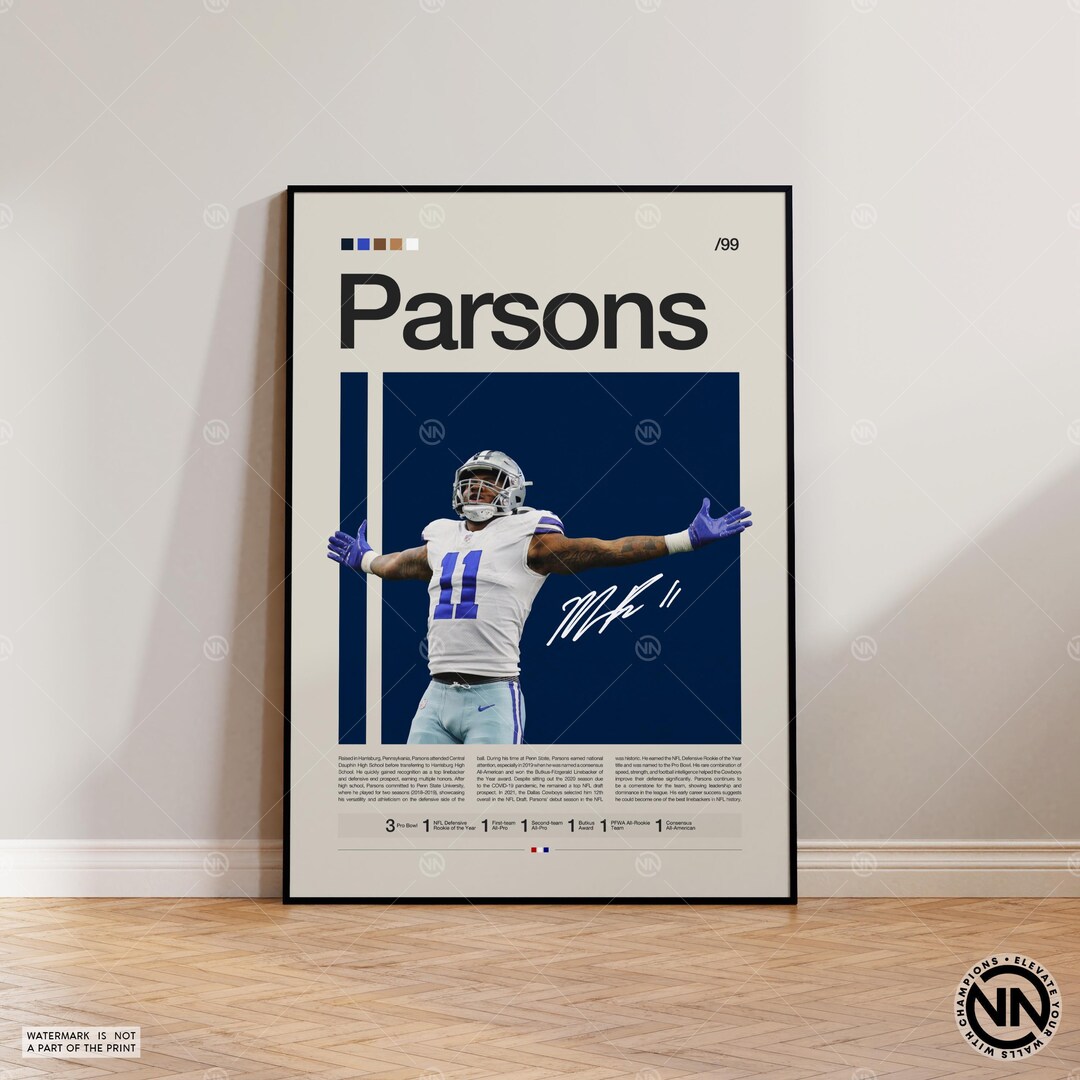 Micah Parsons Poster, Dallas Cowboys Print, NFL Poster, Sports Poster ...
