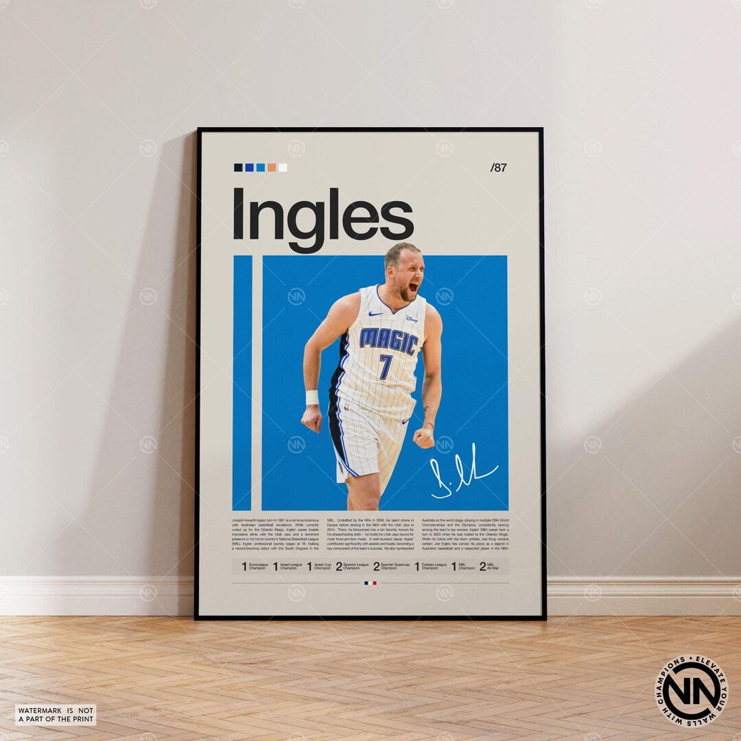 Joe Ingles Poster, Orlando Magic Poster, NBA Poster, Sports Poster, Mid ...
