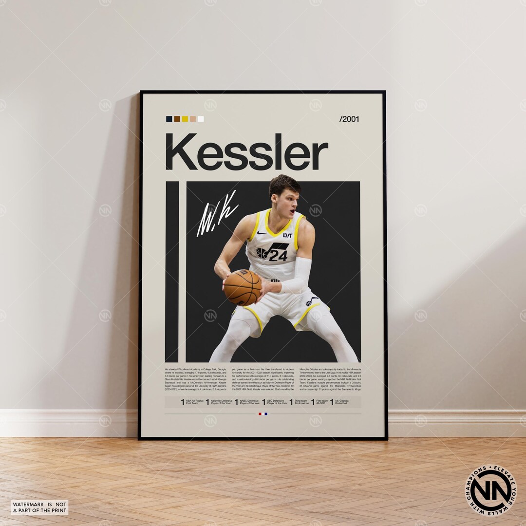 Walker Kessler Poster, Utah Jazz Poster, NBA Poster, Sport Poster, Mid ...