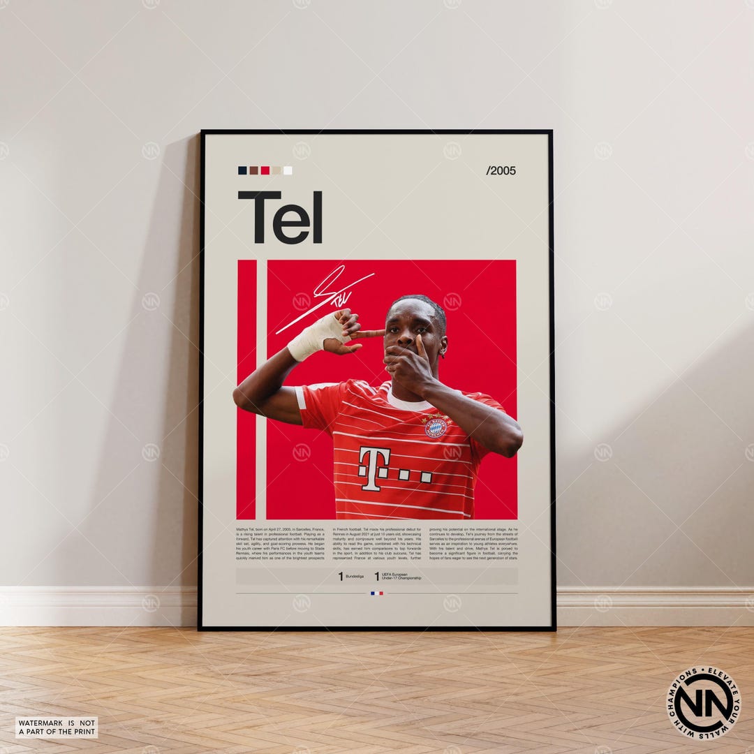 Mathys Tel Poster, Bayern Munich Poster, Soccer Gifts, Sports Poster ...