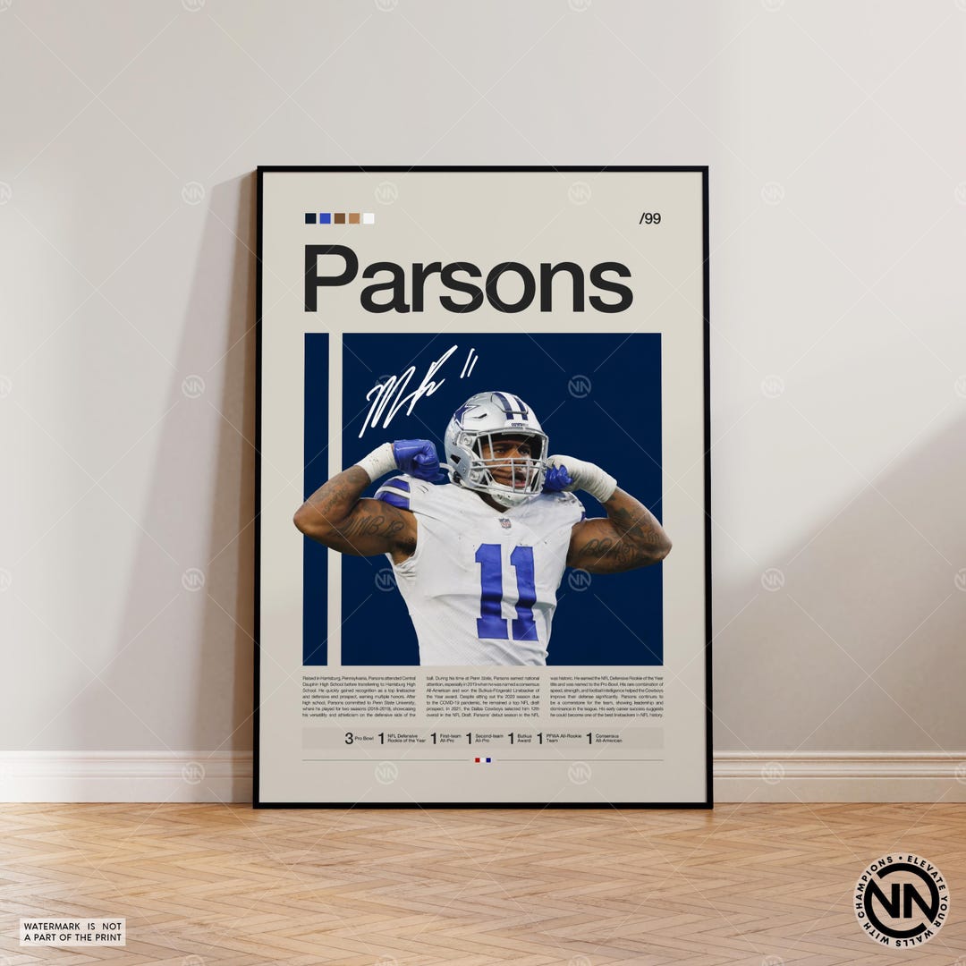 Micah Parsons Poster, Dallas Cowboys Print, NFL Poster, Sports Poster ...