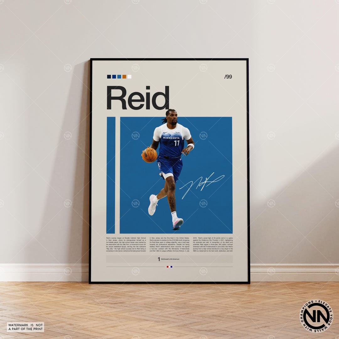 Naz Reid Poster, Minnesota Timberwolves, NBA Poster, Sports Poster, Mid ...
