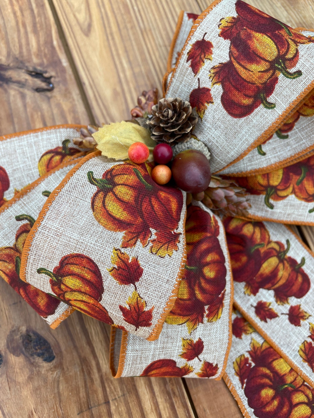 Pumpkin Bow, Autumn Decor, Fall Wreath Bow, Thanksgiving Wreath, Fall ...