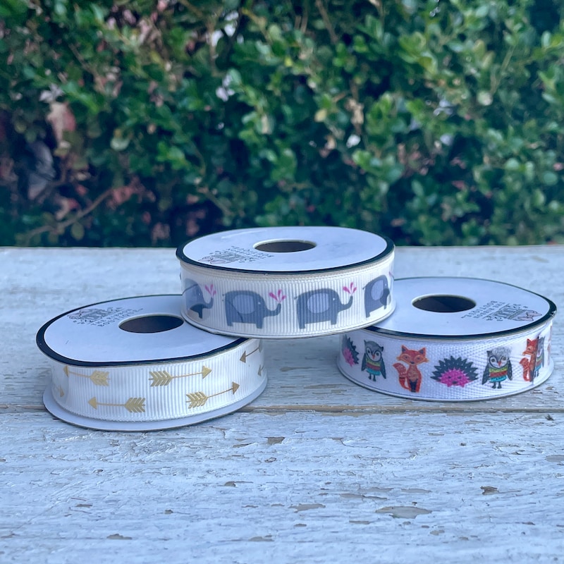 White Fox Woodland Ribbon - Etsy