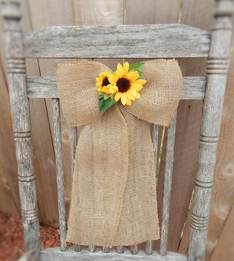 Burlap and Sunflower Bows Wreaths Pew Bows Burlap Wedding - Etsy Burlap and Sunflower Bows Wreaths Pew Bows Burlap Wedding - Etsy