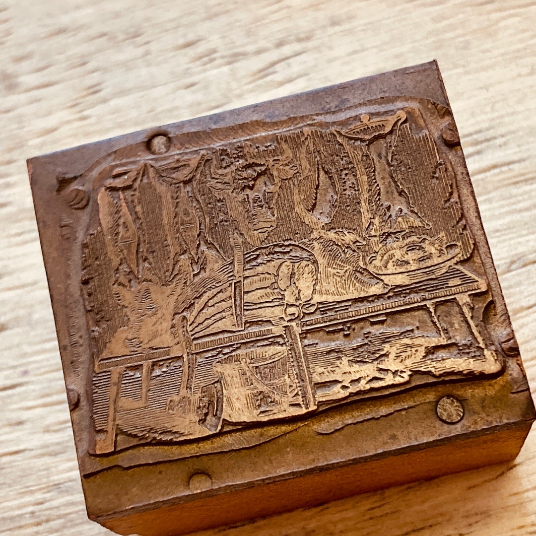 BUTCHER SHOP COUNTER Vintage Letterpress Printers Block, Meat Cuts ...
