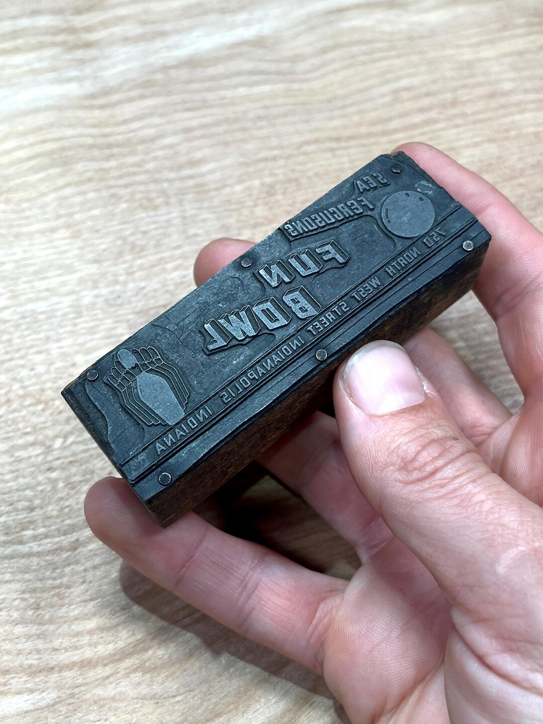 Vintage BOWLING PINS Cut Illustrated Metal Engraving Antique ...