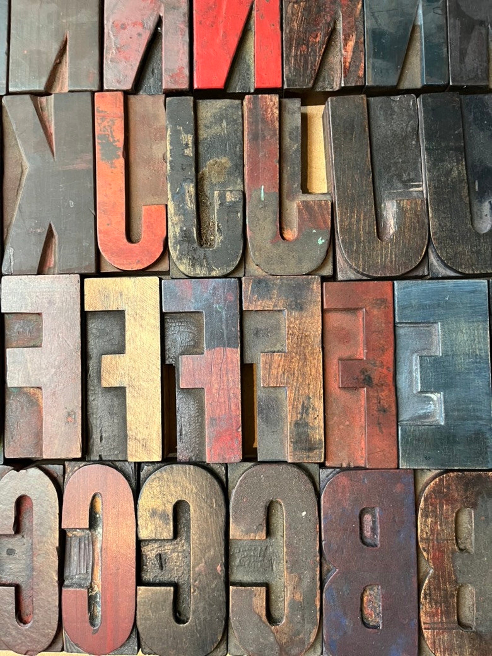 25 Line GOTHIC WOOD TYPE Bold Big! Over 4 Inches Tall, Letterpress Type ...