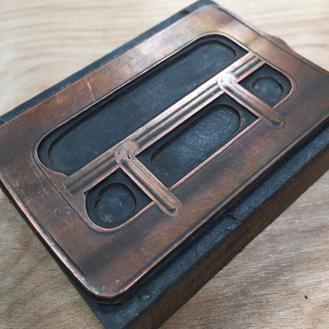 VINTAGE BELT BUCKLE Copperplate Engraving Letterpress Printers Block ...