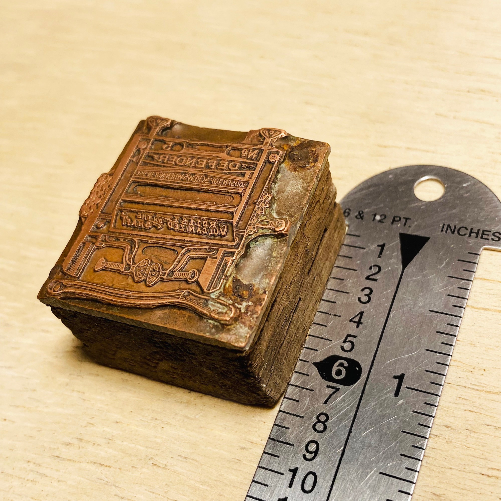 DEFENDER CLAMP Printing Block, Vintage Letterpress Plate Antique ...