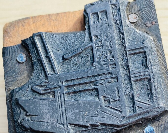 VICTORIAN PRINTING PRESS Vintage Block, Antique Screw Press Engraving ...
