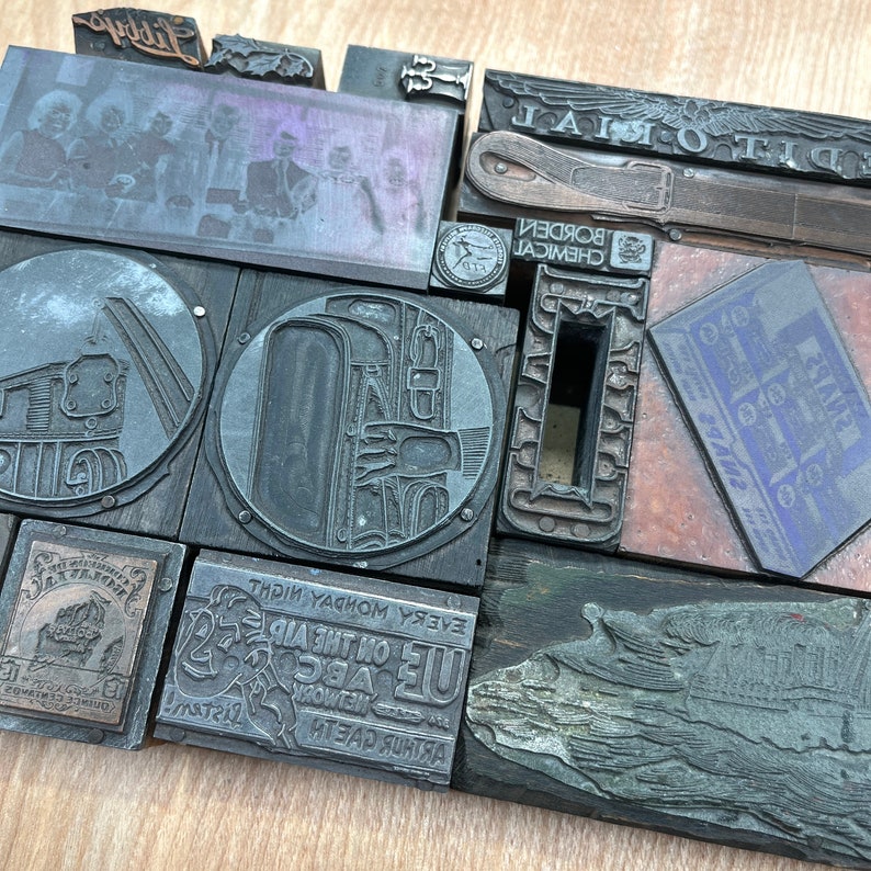 LETTERPRESS Cuts Lot, Mix of VINTAGE Metal & Copper Illustration ...