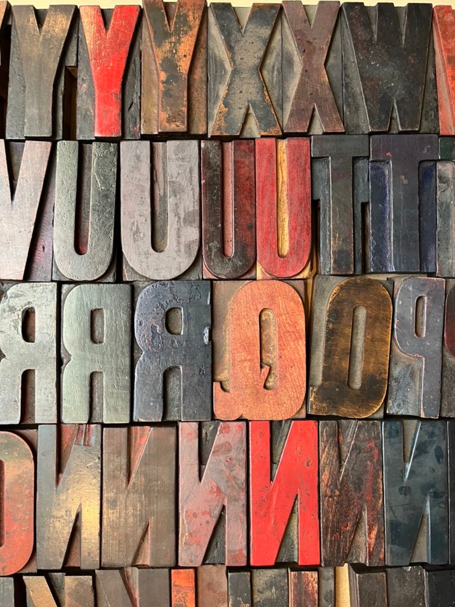 25 Line GOTHIC WOOD TYPE Bold Big! Over 4 Inches Tall, Letterpress Type ...