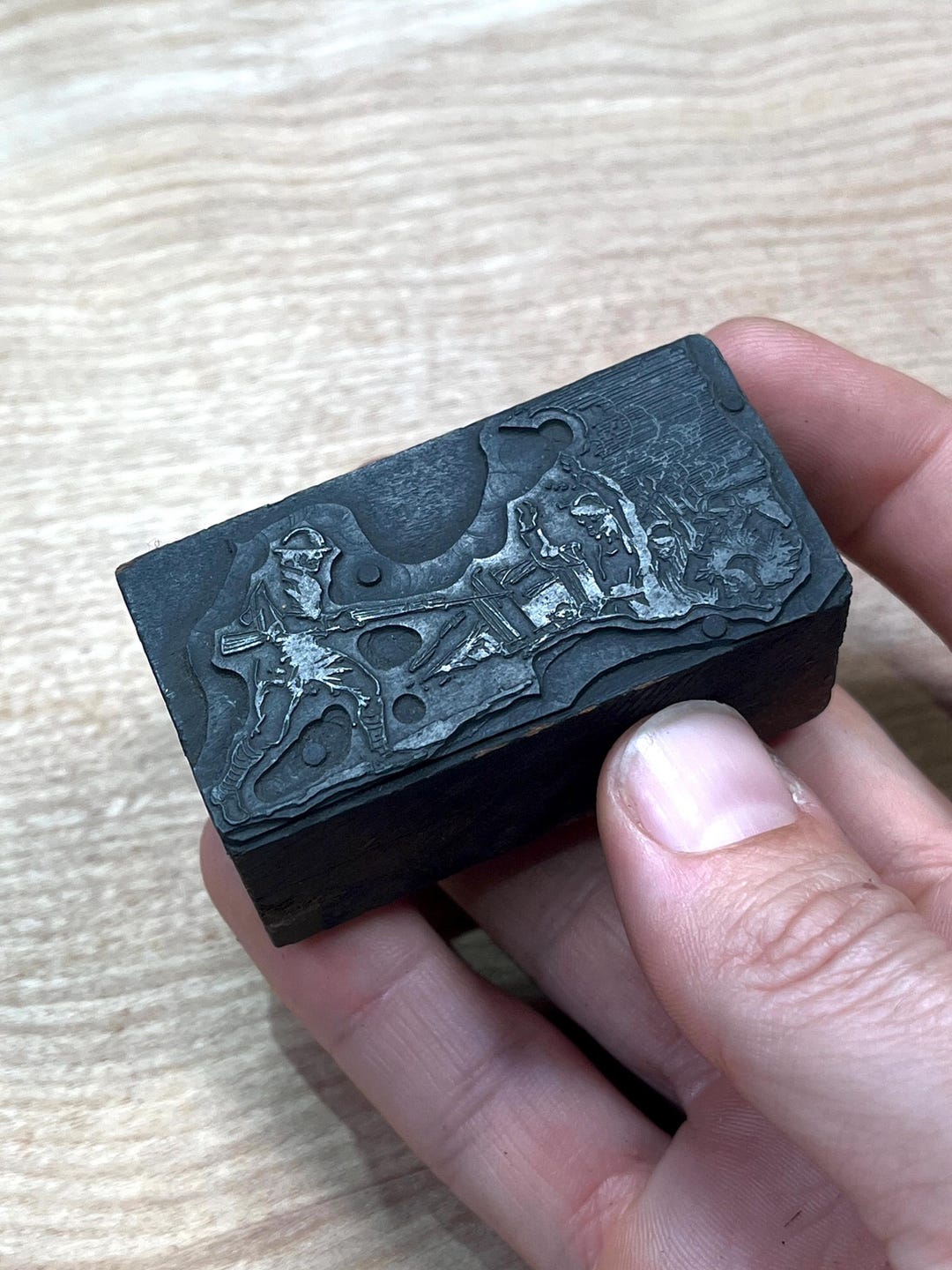 TRENCH WARFARE World War I Illustration Metal Engraving Antique ...