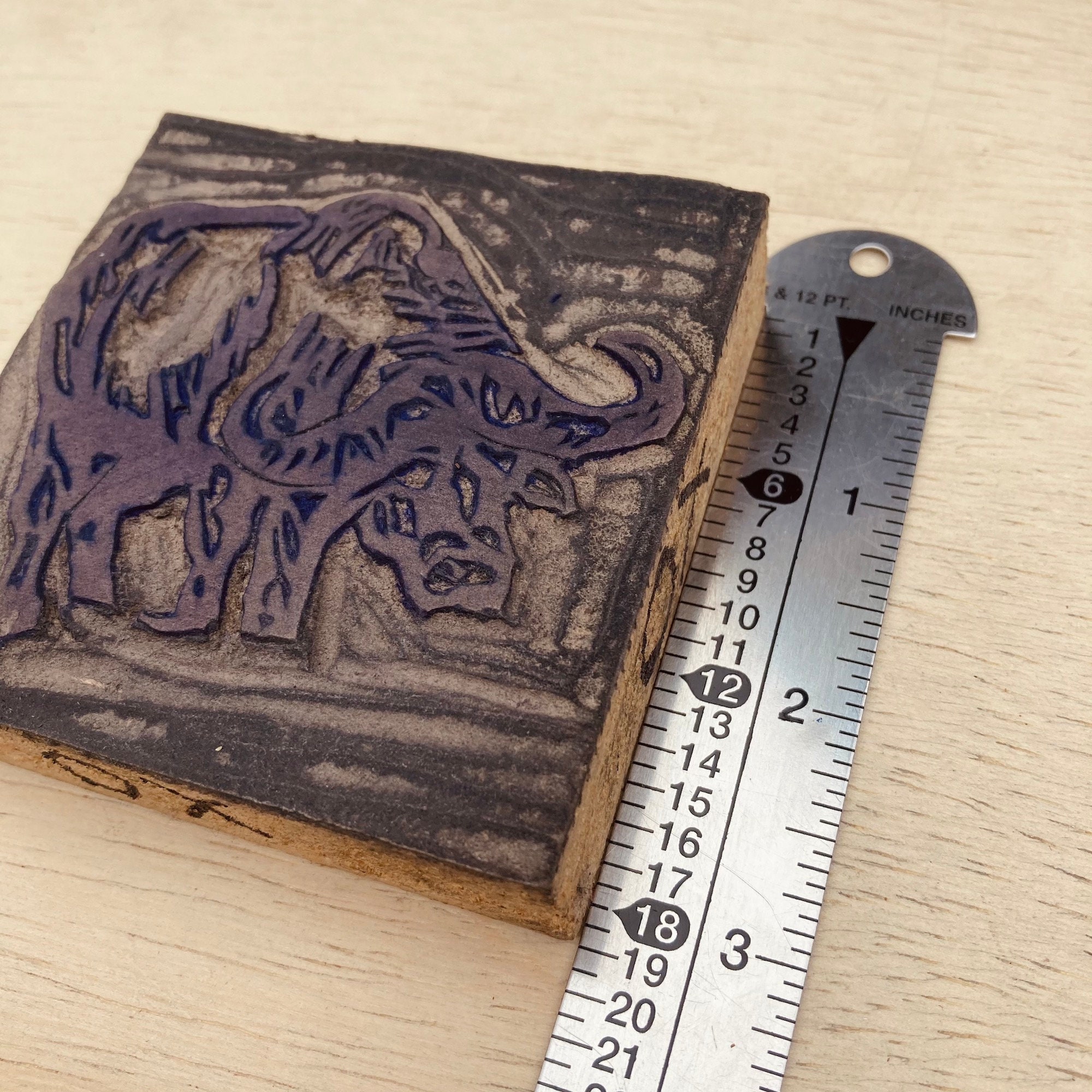 HAND-CARVED OX Letterpress Printers Block, Cow Oxen Steer Rancher Gift ...