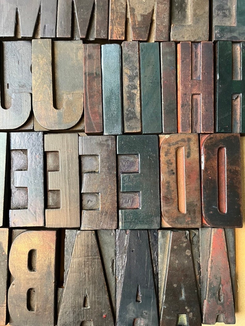 25 Line GOTHIC WOOD TYPE Bold Big! Over 4 Inches Tall, Letterpress Type ...