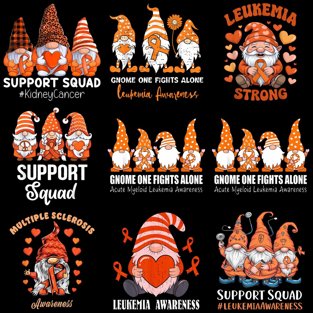 Leukemia Strong Orange Ribbon Gnome PNG – Cancer Awareness Clipart ...