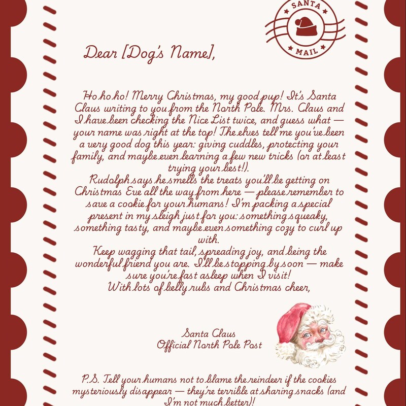 Santa Letter to a Dog - Etsy