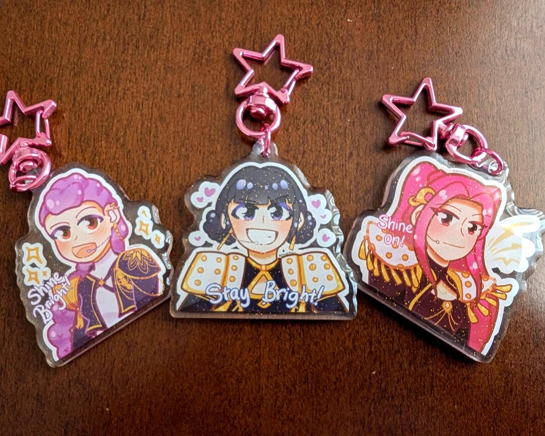 FULL SET | 3pcs | Kpop Demon Hunters | Huntrix Glitter Keychains | Gift ...