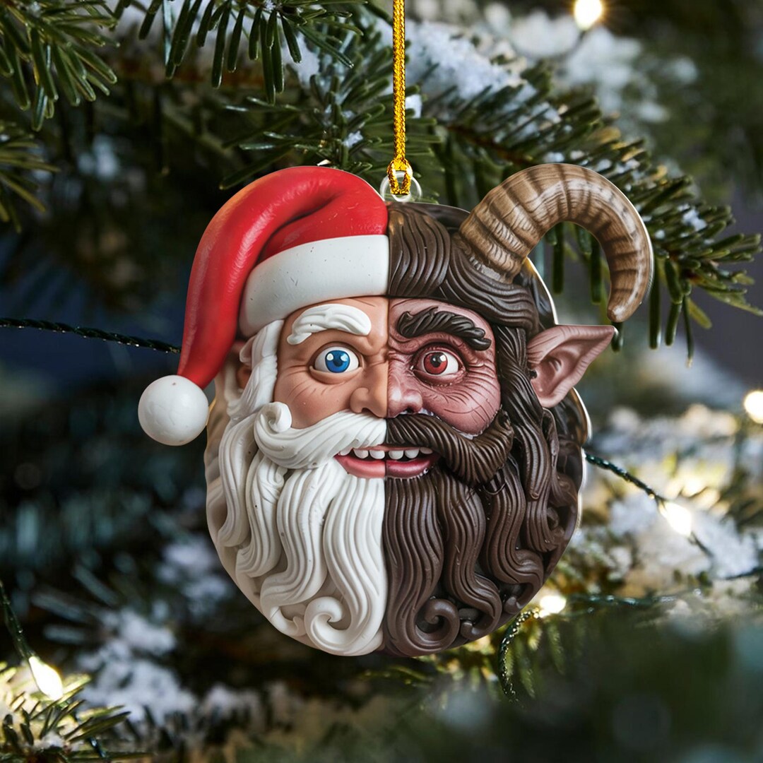 Half Santa Half Krampus Ornament – Gothic Christmas Ornament, Dark ...