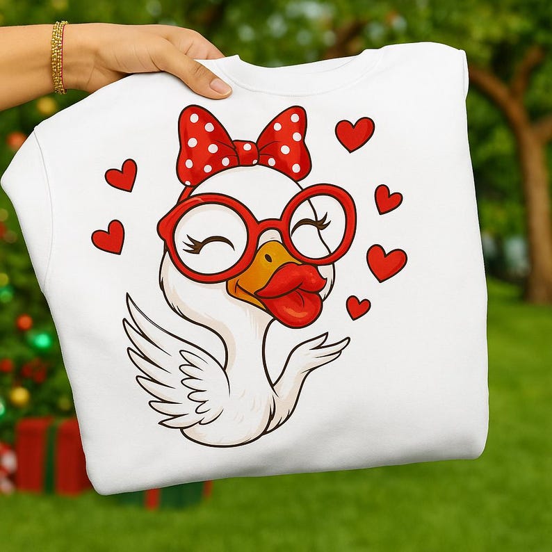 Valentine Goose PNG, Red Bow Duck Clipart, Kisses Design (digital ...