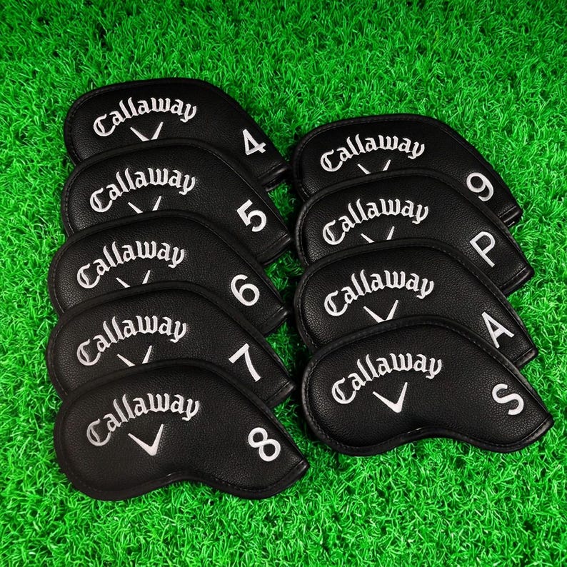 Callaway Golf Club Iron Head Covers Leather Headcovers Magnetic Black ...