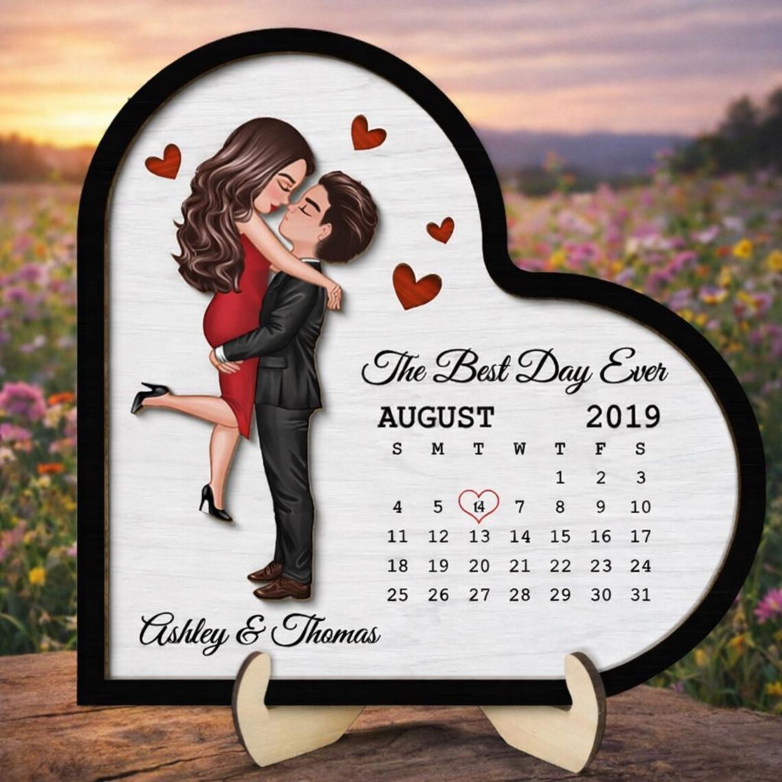 Personalized Heart Calendar Gift for Couples – Custom Anniversary ...