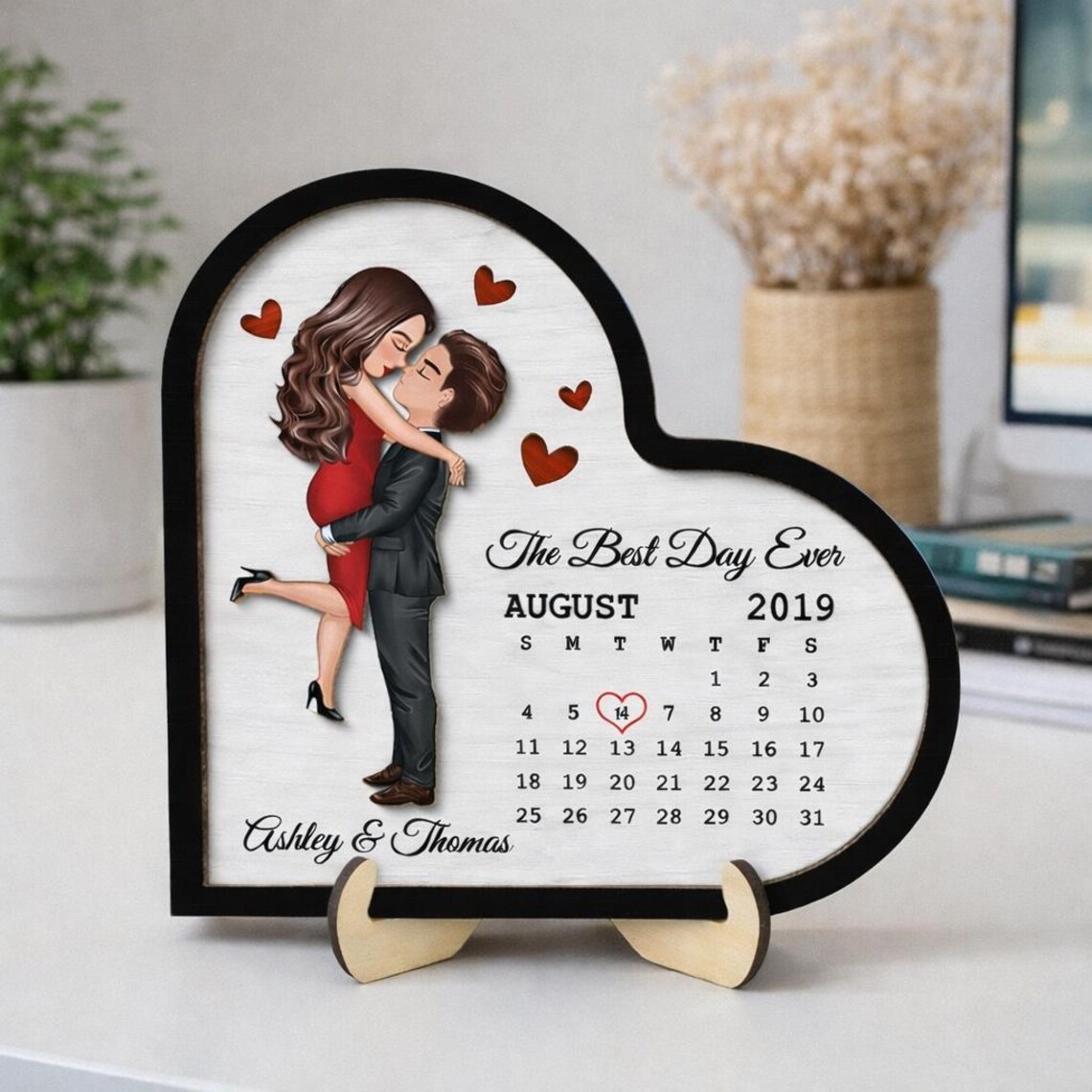 Personalized Heart Calendar Gift for Couples – Custom Anniversary ...