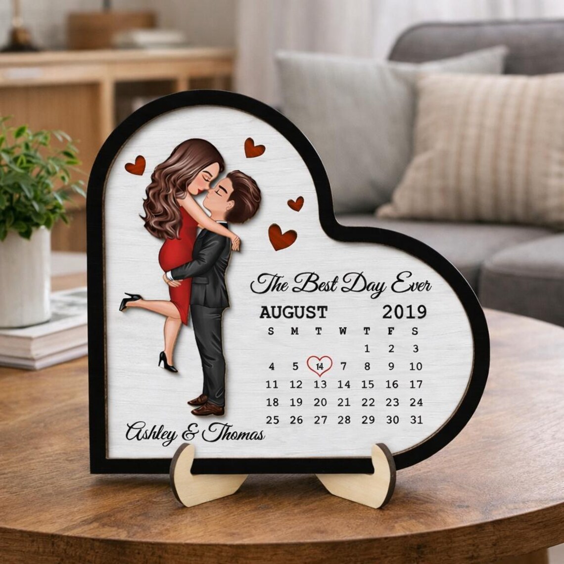 Personalized Heart Calendar Gift for Couples – Custom Anniversary ...