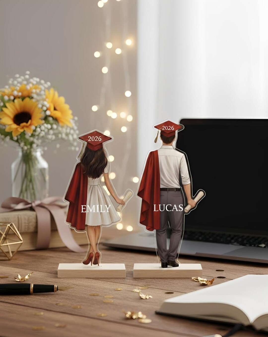 Personalized Graduation Acrylic Standee With Wood Base, Custom Photo ...