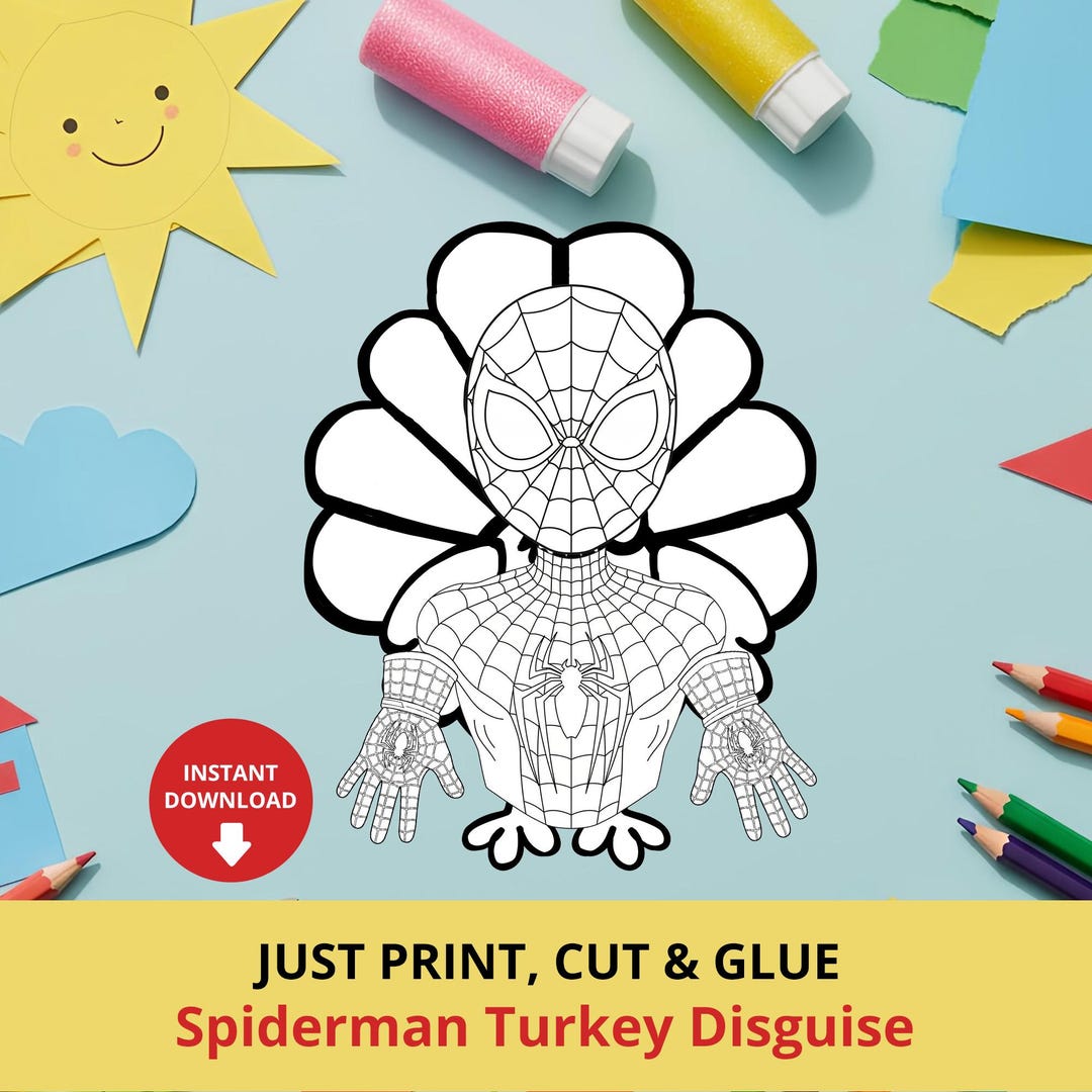 Plantilla imprimible para disfrazar un pavo de Spiderman / Manualidad ...