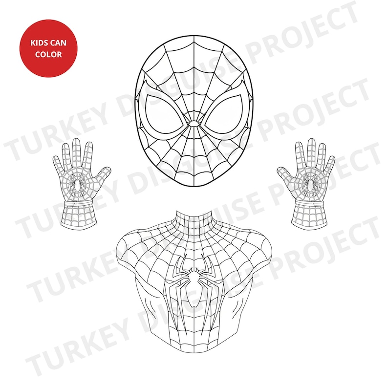 Plantilla imprimible para disfrazar un pavo de Spiderman / Manualidad ...